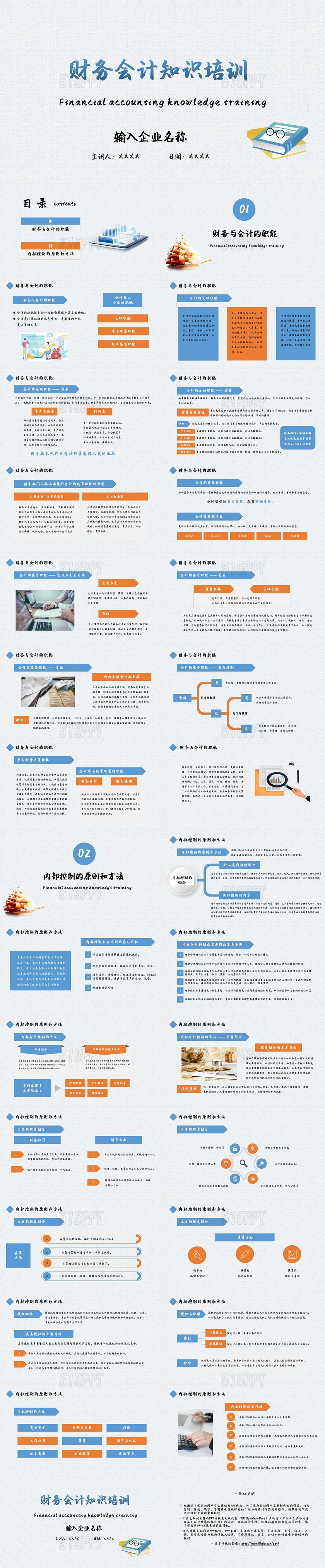 蓝色简约财务会计知识培训PPT模板 515PPT